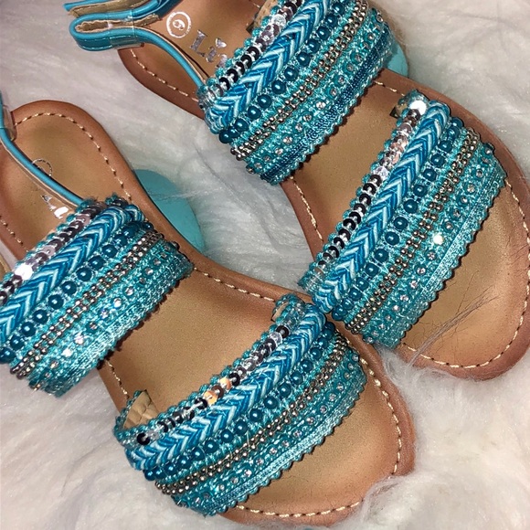 Shoes | Blue Boutique Beaded Sequin Braid Sandal 9t4girl | Poshmark